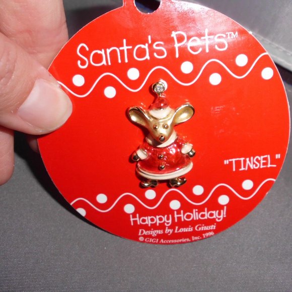 Gigi Accessories | Jewelry | Santas Pets Tinsel The Mouse Gold Tone ...